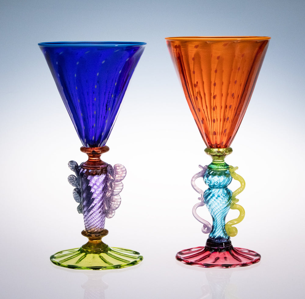 Tutti Frutti Cone Goblets in Cobalt Blue & Orange · Artful Home