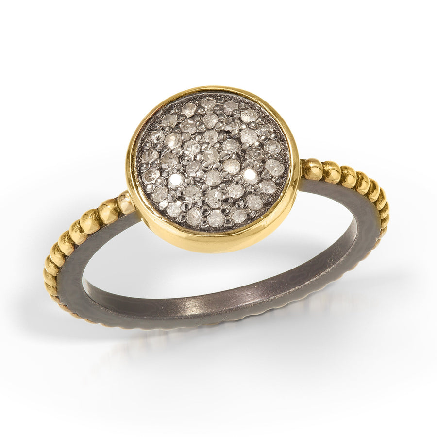 Pave Diamond Ring with Gold Dotted Band · Artful Home