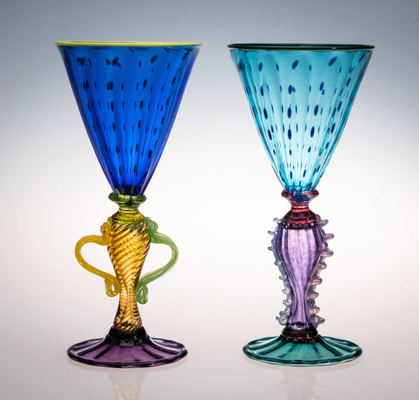 Tutti Frutti Cone Goblets in Cerulean & Copper Blue · Artful Home