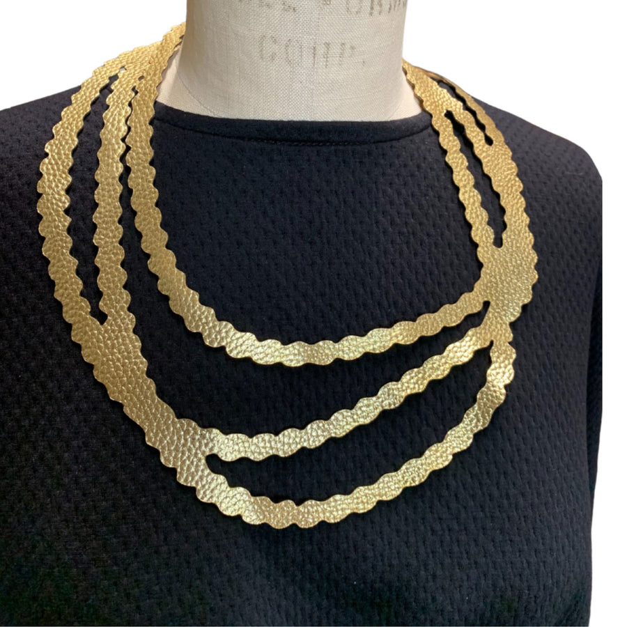 Gold Pebbled Leather Collar · Artful Home