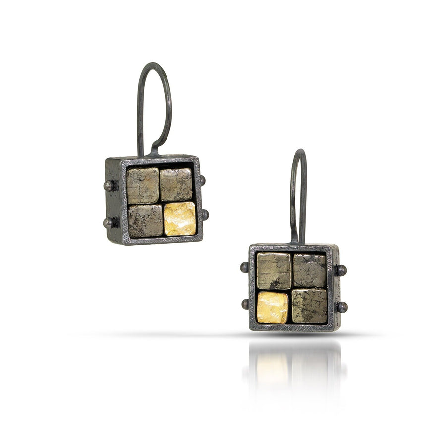 Carved Square Grid Earrings · Artful Home