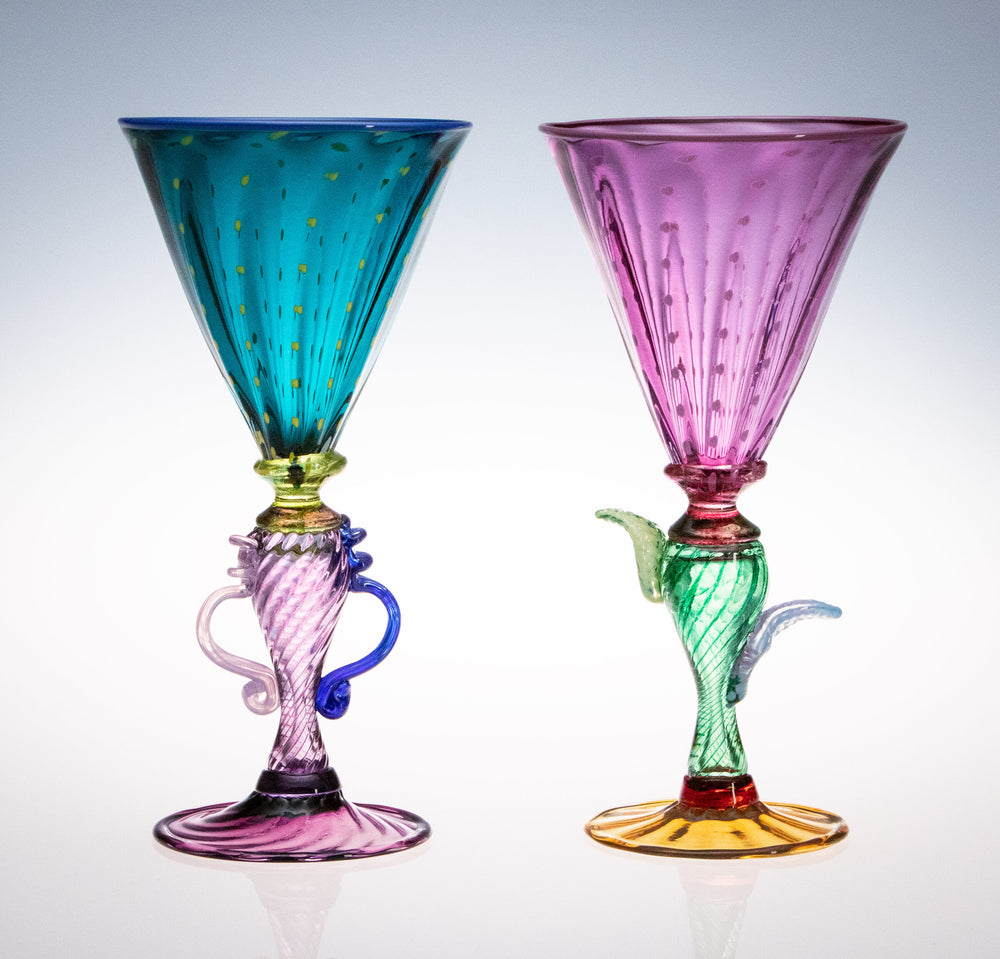 Tutti Frutti Cone Goblets in Deep Lagoon & Amethyst · Artful Home