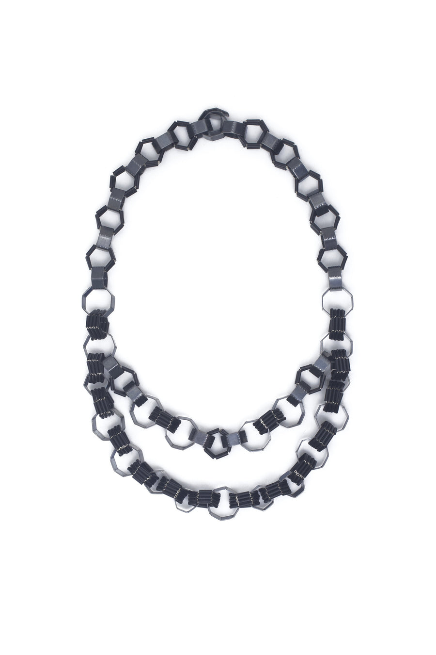 Black Double Strand Hexagon/Octagon Links Necklace · Artful Home