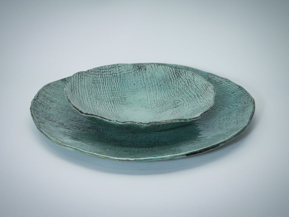 Woodgrain Slab-Built Platter & Bowl · Artful Home